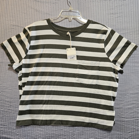 a.n.a | Tops | Ana Xl Green And White Striped Crop Top Nautical Look ...